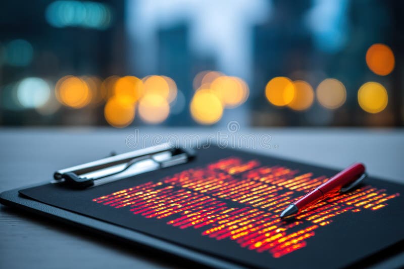 Clipboard with Written Text and Pen in a City Setting during Evening ...