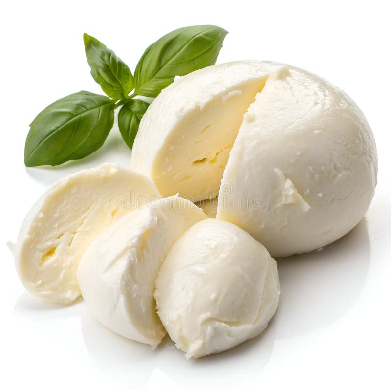 Clipped Mozzarella Cheese Isolated on White Background Stock Illustration - Illustration of ...