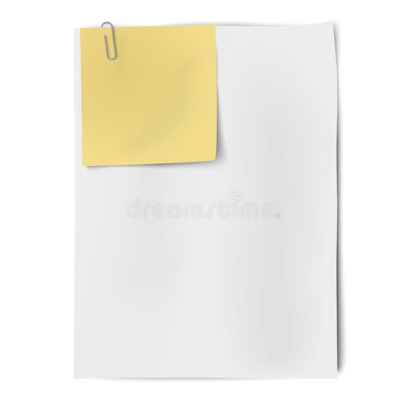 Clipped Sheets of Sticky Note and A4 White Paper Stock Vector ...