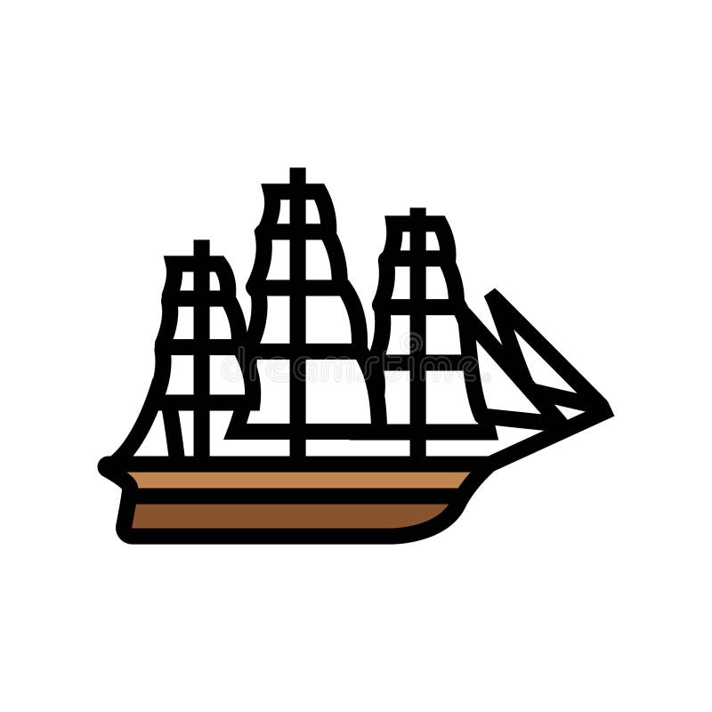 Clipper Ancient Ship Color Icon Vector Illustration Stock Vector ...