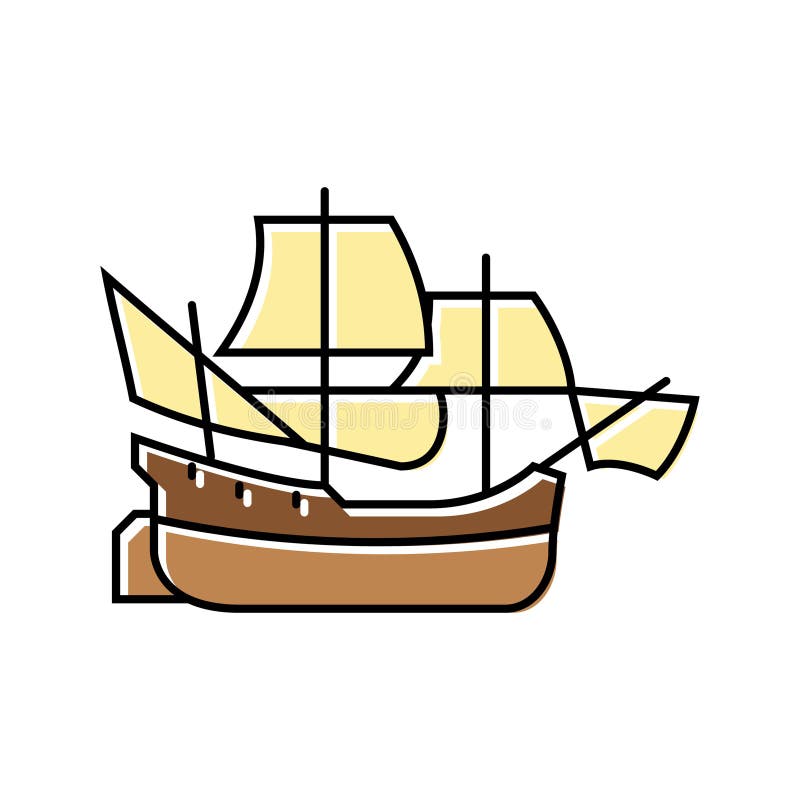 Clipper Ancient Ship Color Icon Vector Illustration Stock Illustration ...