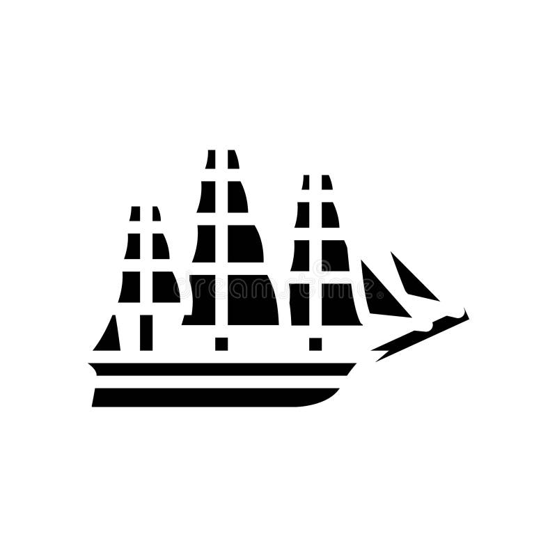 Clipper Ancient Ship Glyph Icon Vector Illustration Stock Illustration ...