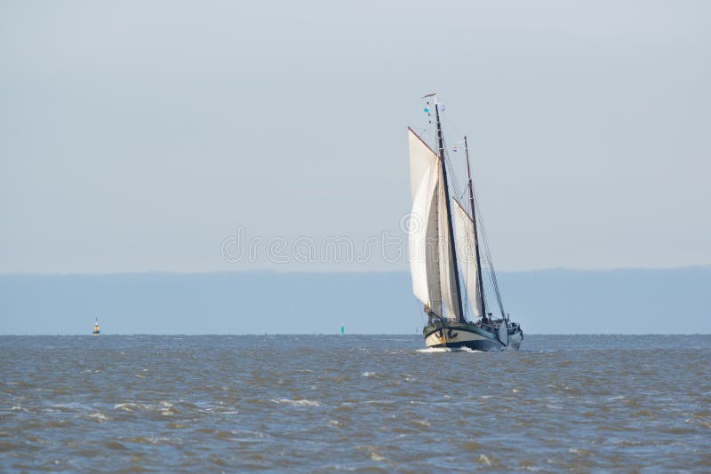Clipper on Dutch Wadden Sea Stock Photo - Image of blue, horizon: 47499314
