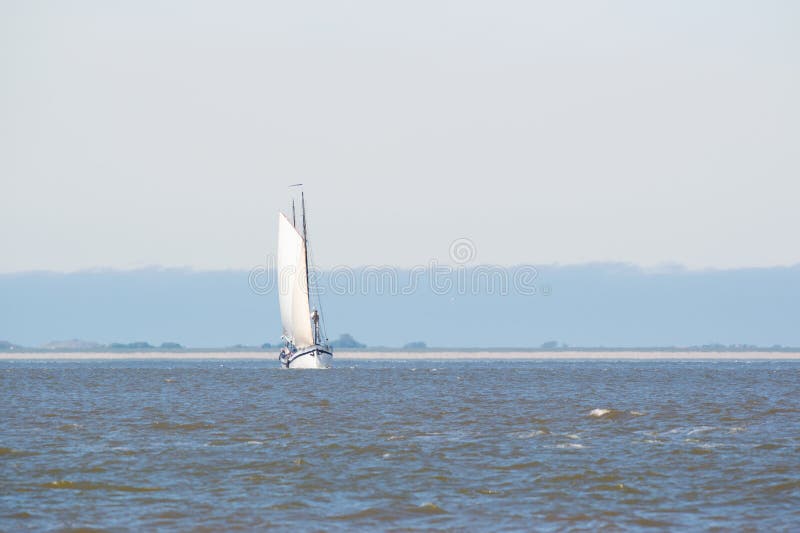 Clipper on Dutch Wadden Sea Stock Image - Image of wadden, sailboat ...