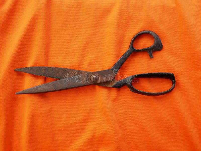 Old Scissors on Silk Fabric Background Stock Photo - Image of craft ...