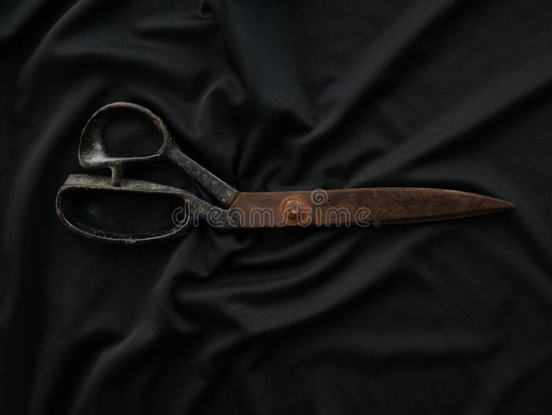 Old Scissors on Silk Fabric Background Stock Illustration ...