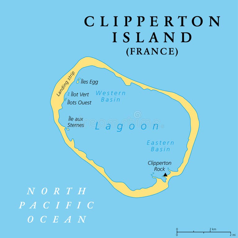 Clipperton Island, Also Known As Clipperton Atoll, Political Map Stock ...