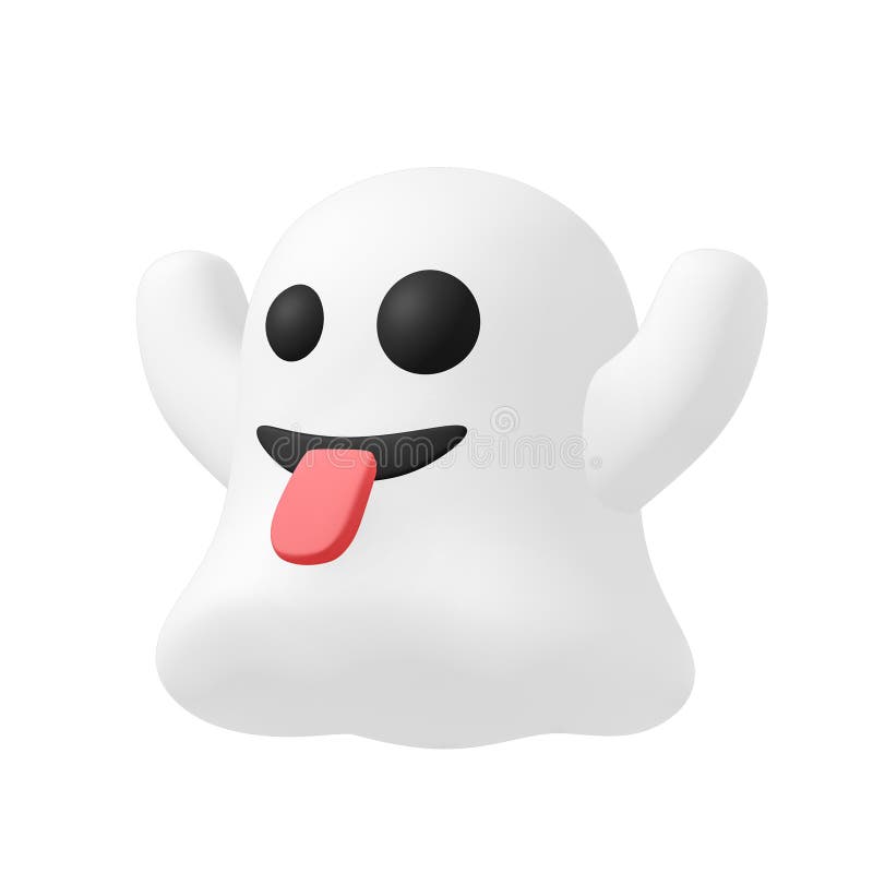 Clipping Path, Low Poly Cartoon Ghost with Mocking Face, 3d Rendering ...