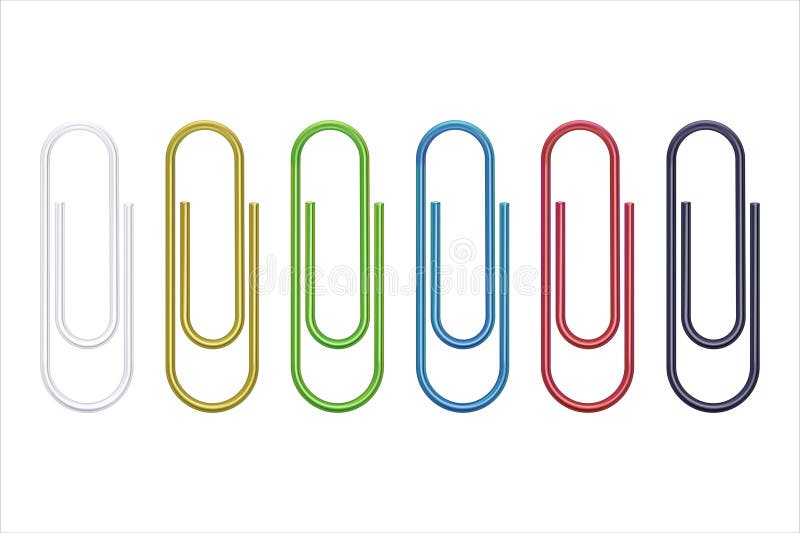 Realistic Colorful Paper Clip Set. Stock Illustration - Illustration of ...