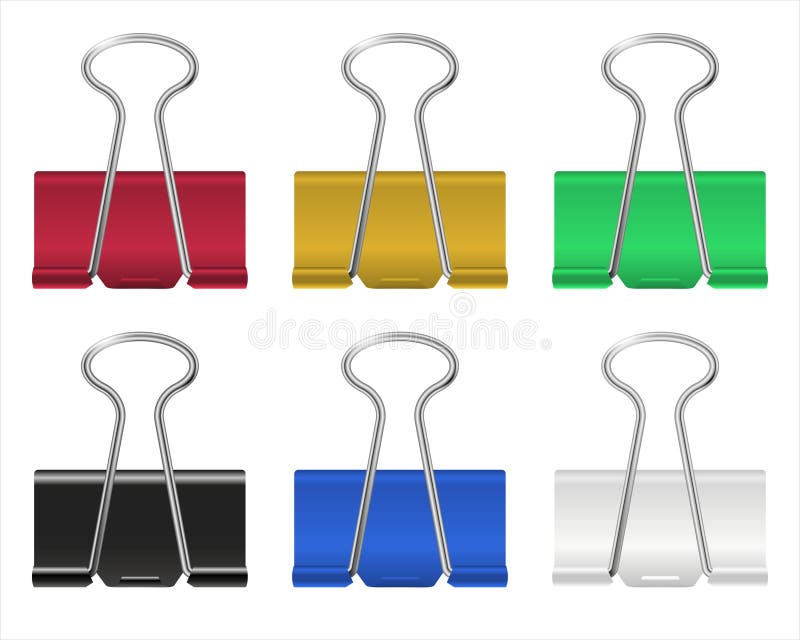 Vector Color Binder Clips, Office Stationery Stock Vector ...