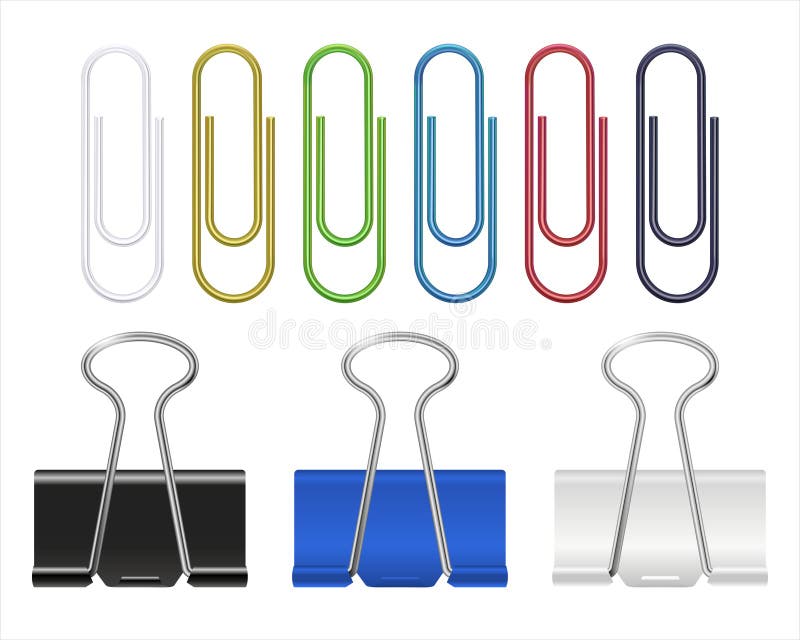 Colorful paper clip set. stock illustration. Illustration of business ...