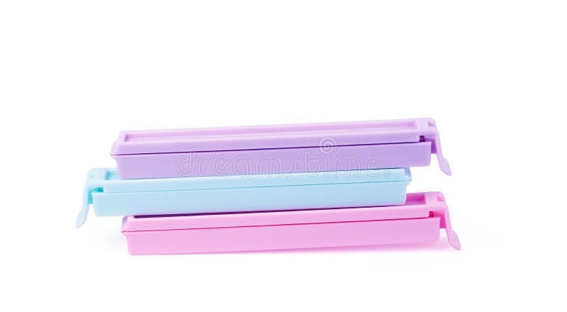 Plastic Bag Clips on a White Background Stock Photo - Image of seal ...