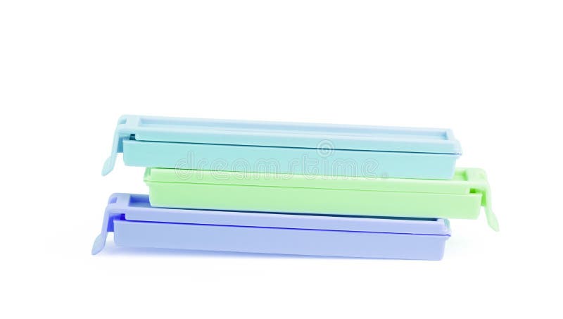 Plastic Bag Clips on a White Background Stock Photo - Image of seal ...