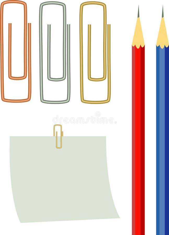 Clips, paper, pencils stock vector. Illustration of ideas - 7547804