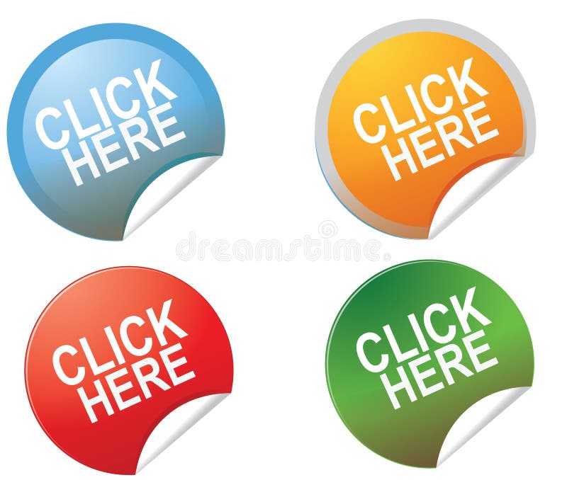 Cliquetez ici le bouton illustration stock. Illustration du internet ...