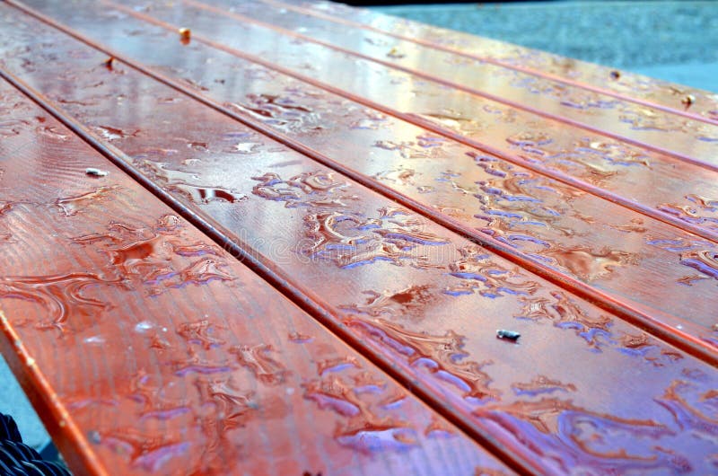 Clloseup Water Drop on a Wooden Table Stock Image - Image of reflection ...