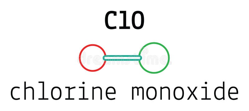 ClO Chlorine Monoxide Molecule Stock Vector - Illustration of atom ...