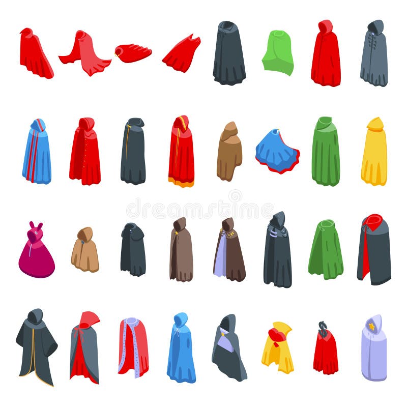 Cloak Icons Set Isometric Vector. Magic Vampire Stock Vector ...