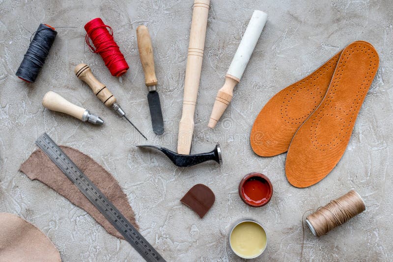 Clobber Preparing His Tools for Work. Grey Stone Desk Background Top ...
