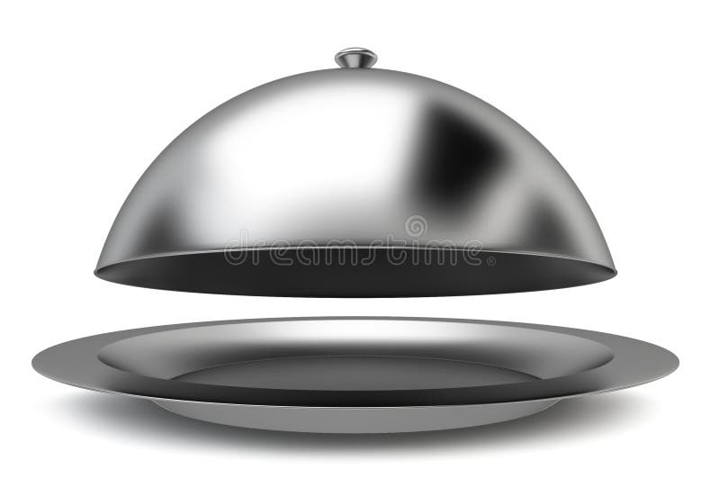 Restaurant Cloche with Open Lid Stock Illustration - Illustration of ...