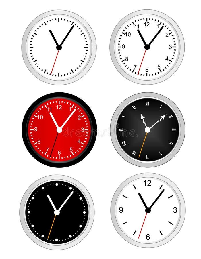 Clock Faces Different Design Circle and Arrows Numbers Index Watch ...