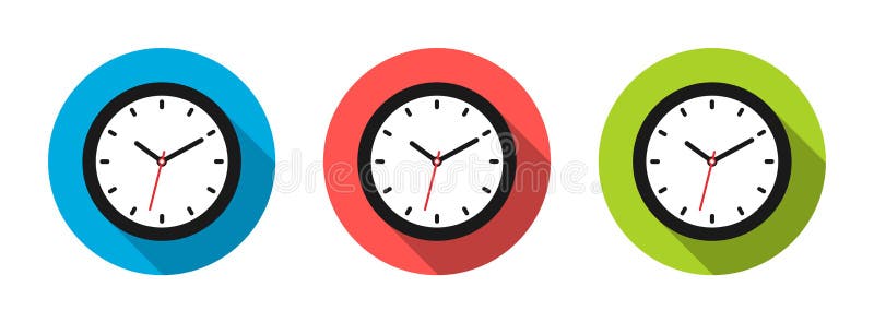 Clock long shadow icon stock vector. Illustration of green - 221320270