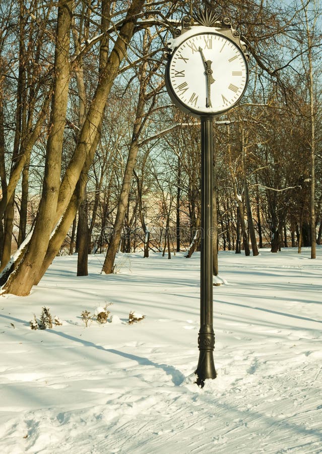 Clock stock photo. Image of numbers, cold, tree, urban - 25375600