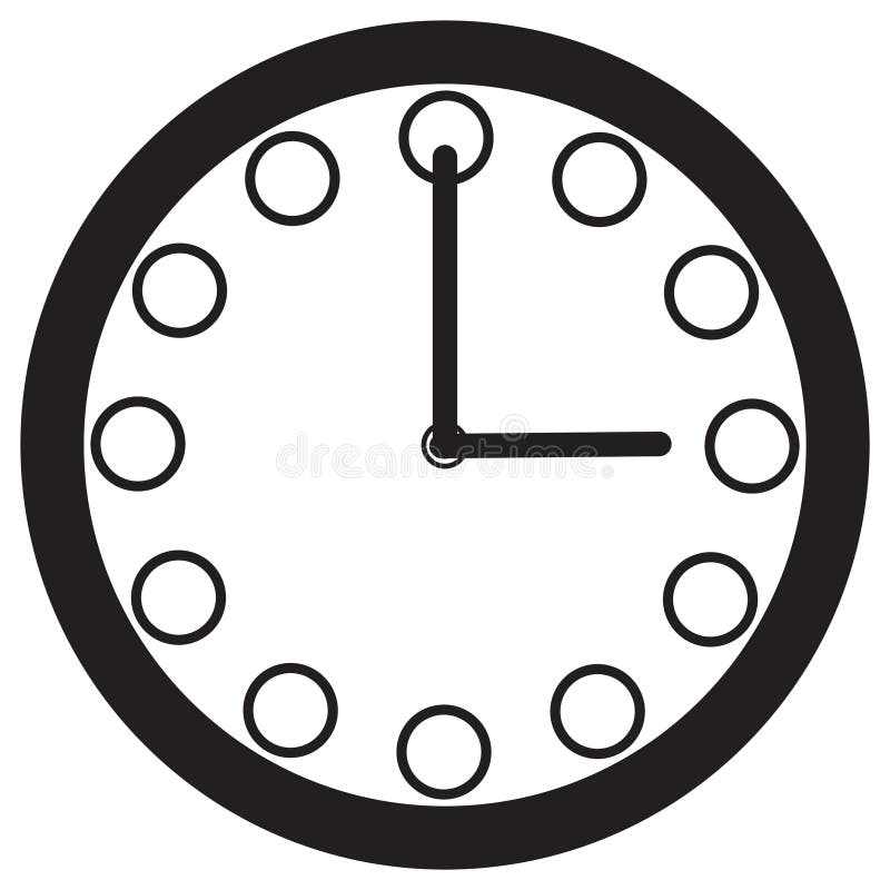 A Black and White Clock Icon of a Circular Face with Twelve Hour ...