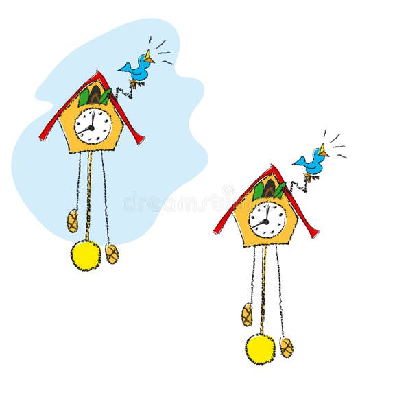 Colorful Funny Cuckoo Clocks Stock Illustration - Illustration of comic ...