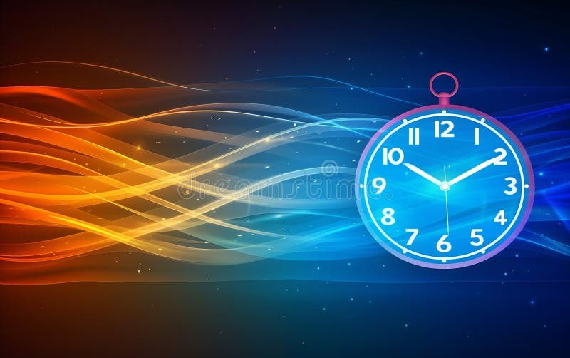 Clock on Abstract Background with Flowing Waves, Representing the Flow ...