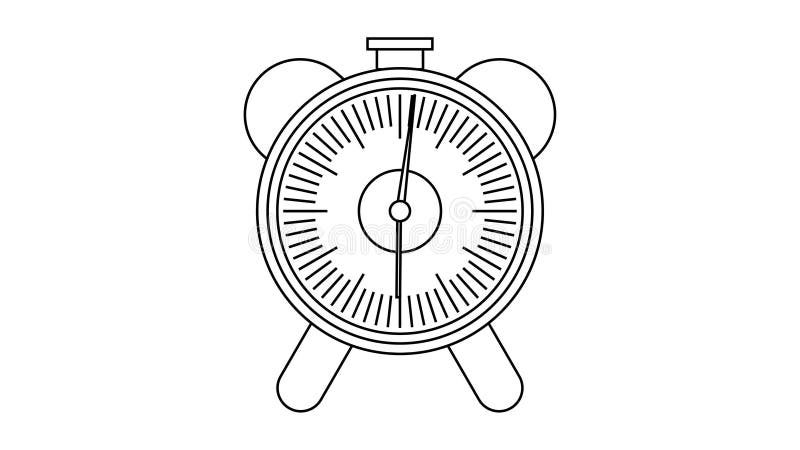 Alarm Clock Timer Black White Outline Ringing at 7 O`clock Animation ...