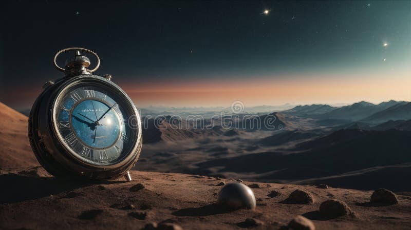Clock Alien Planet in Space, Clock in Space, Time Concept Stock ...