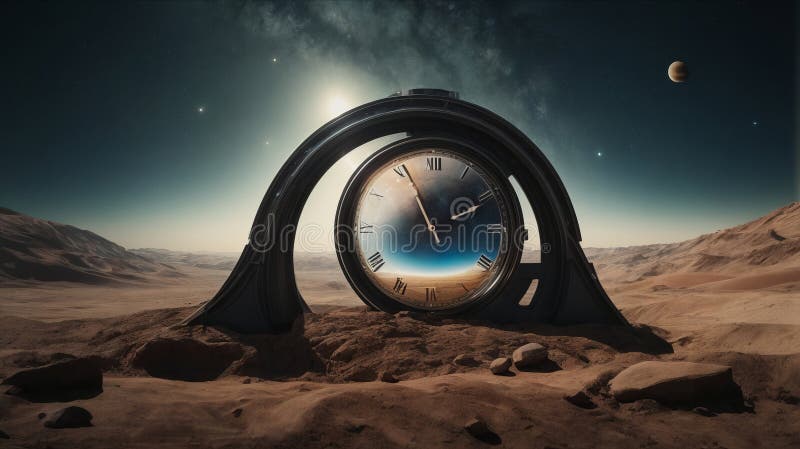 Clock Alien Planet in Space, Clock in Space, Time Concept Stock ...
