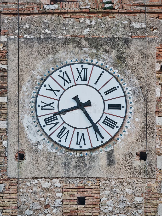 Clock Ancient Vintage Romans Number Tower City Hall Stock Photo - Image ...