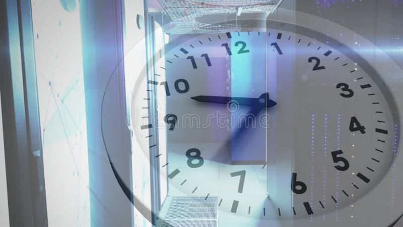 Clock Animation Over Blue-lit Data Center Servers Stock Video - Video ...