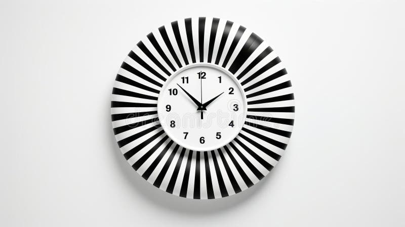 Minimalist Optical Illusion Clock Design on White Background Stock ...