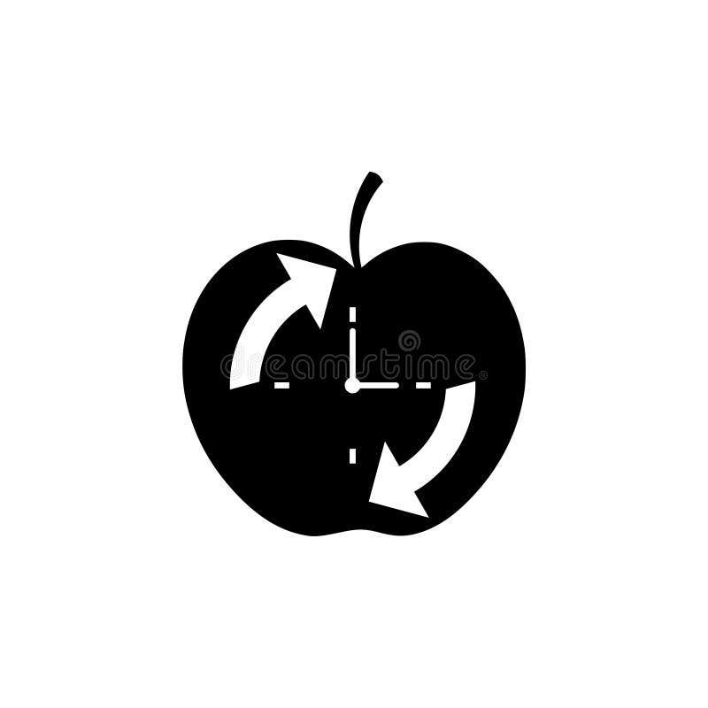 Clock and Apple Icon Isolated on White Background Stock Vector ...