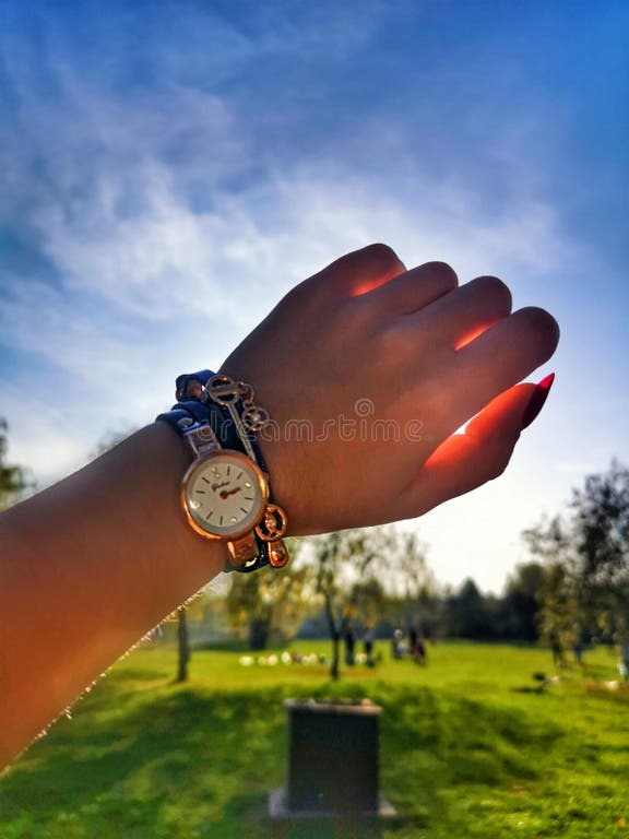 The clock on the arm stock image. Image of clockface - 179808697