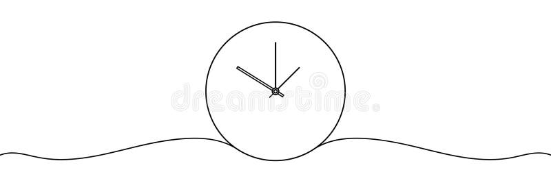 Clock with Arrow Continuous One Line Drawing. One Thin Line Continuous ...