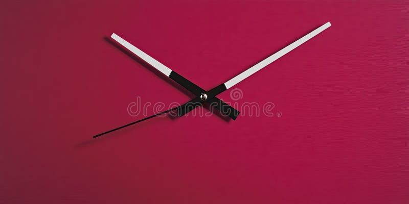 Minimalist Clock Hands on Bold Red Background, Modern Timepiece Concept ...