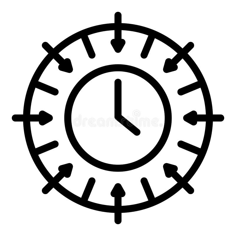 Clock with Arrows Icon, Outline Style Stock Vector - Illustration of ...