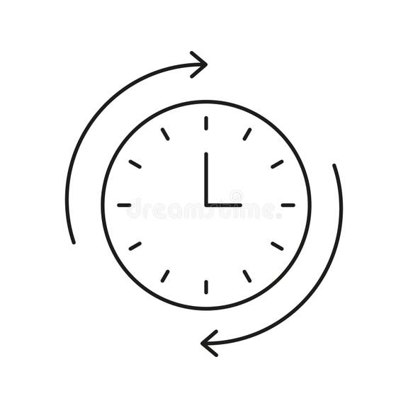 Clock with Arrows Line Icon. Time Management, Scheduling, and Cycle ...