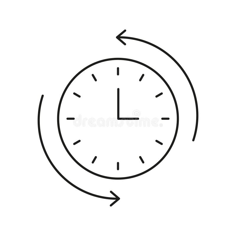 Clock with Arrows Line Icon. Time Management, Scheduling, and Cycle ...