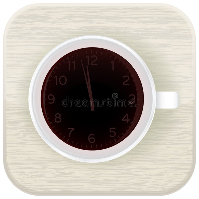 Clock as a cup of coffee stock vector. Illustration of saucer - 173832355