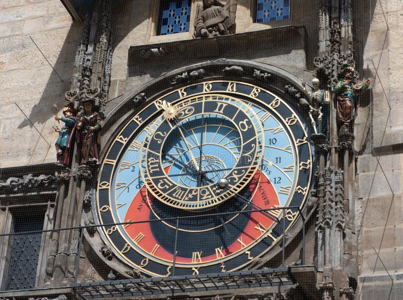 This is a Front Closeup of the Medieval Astronomical Clock at Old Town ...