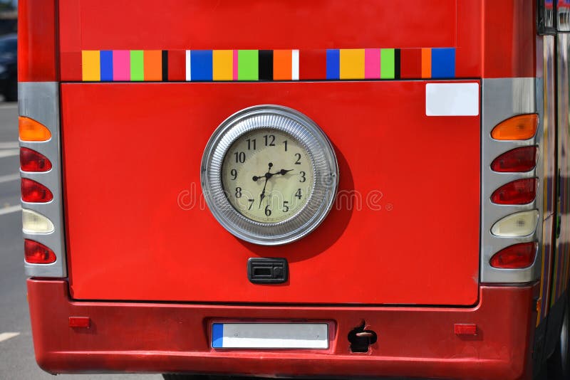 Clock on the Back of the Bus Stock Photo - Image of countdown, back ...