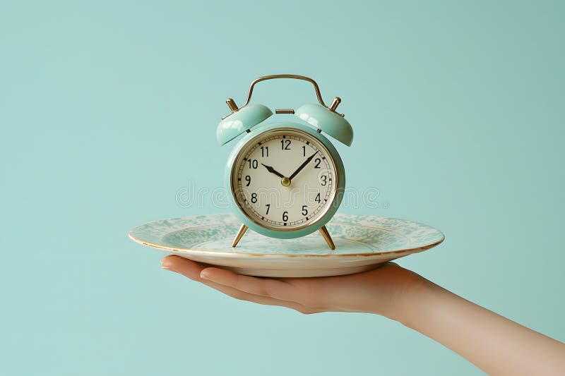 Concept of Interval Fasting with a Clock on a Decorative Plate ...