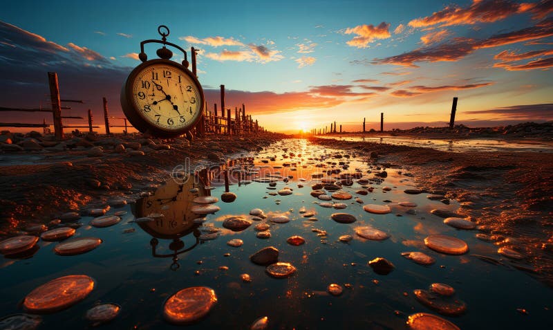 Clock on Beach by Ocean stock image. Image of maritime - 338631221