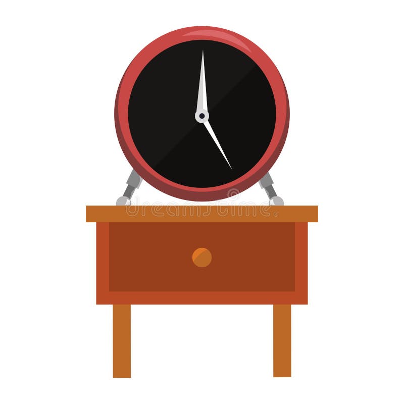 Clock on Bedside Table on White Background Stock Vector - Illustration ...