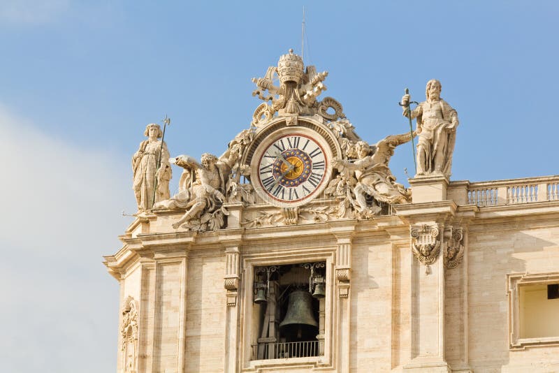 Clock and Bell at St. Peter S Basilica in the Vatican Stock Photo ...